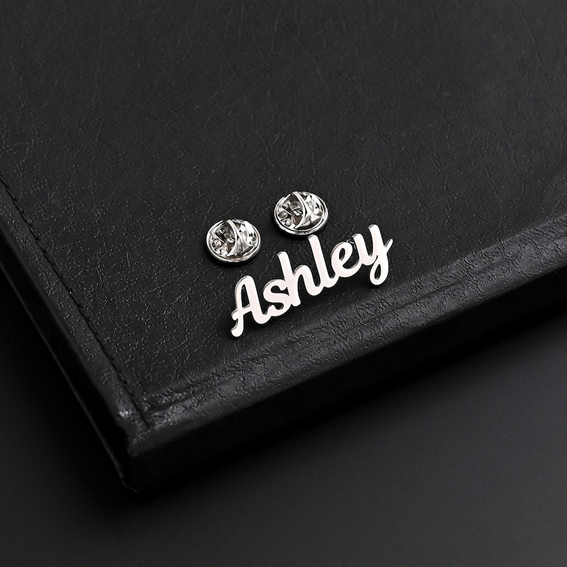 Custom Name Brooch Personalized Initial Lapel Pin Monogram Name Badge ...