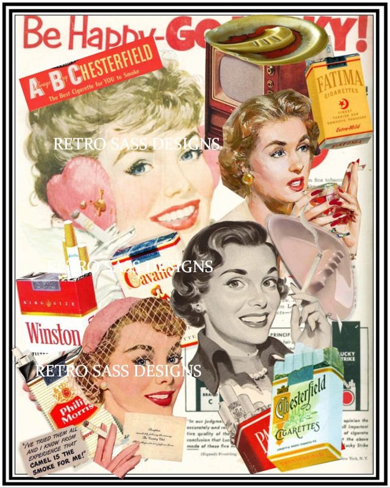 RETRO Inspired Digital Collage ART 8x10 PRINT 1950's Women Smoking ...