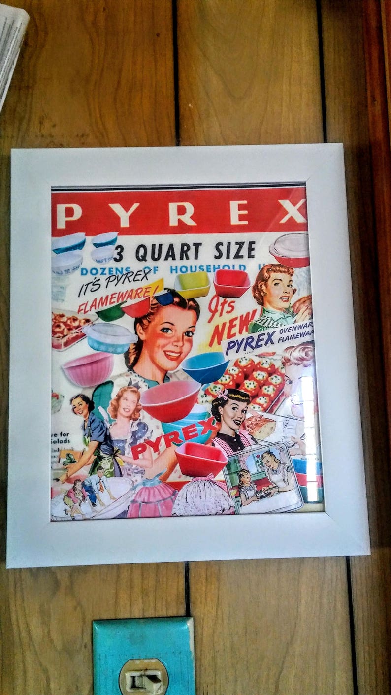 New RETRO PYREX Inspired Digital Collage ART 8x10 Cool Pyrex Collage ...