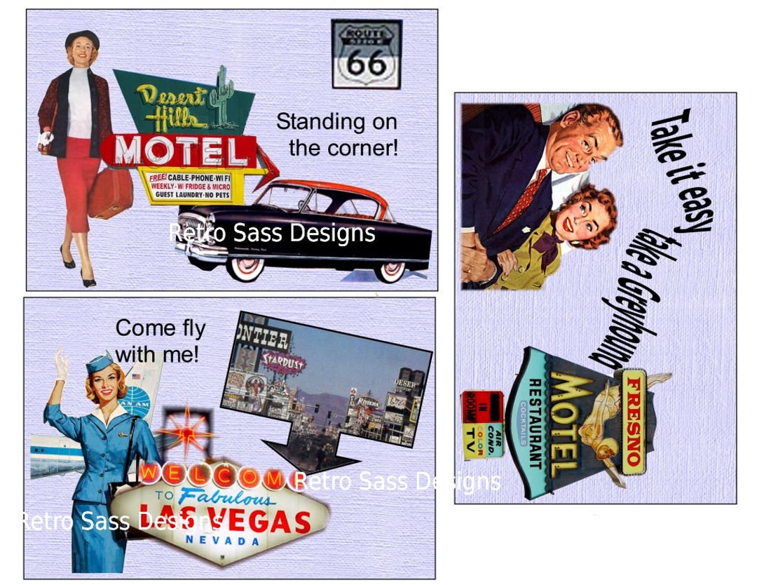 New Retro SASSY Notecards-postcards Road Trip 50's Style 4x6 Set of ...