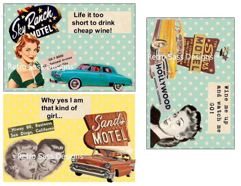 New Retro SASSY Notecards-postcards Road Trip 50's Style Route 66 ...
