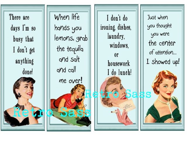 NEW RETRO Ladies With Attitude-sassy Saying BOOKMARKS Set of 4 3X7 ...