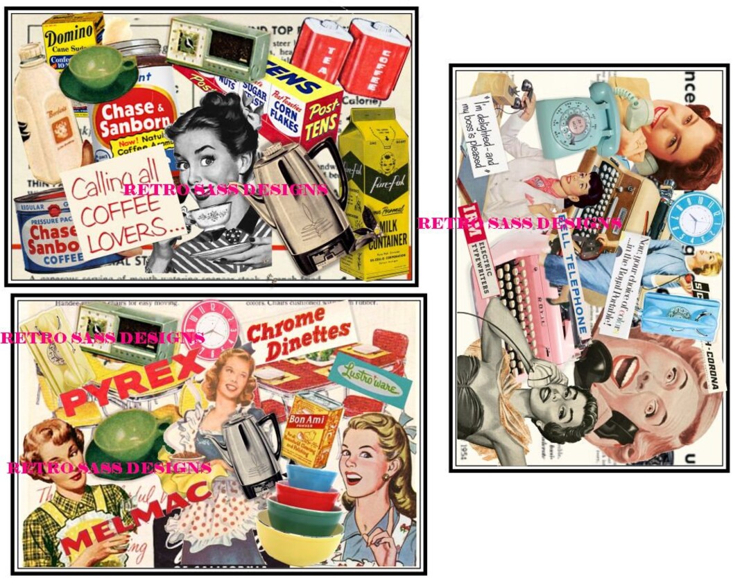 NEW Retro Inspired Collage Art Postcards-journal Cards for Mini Albums ...