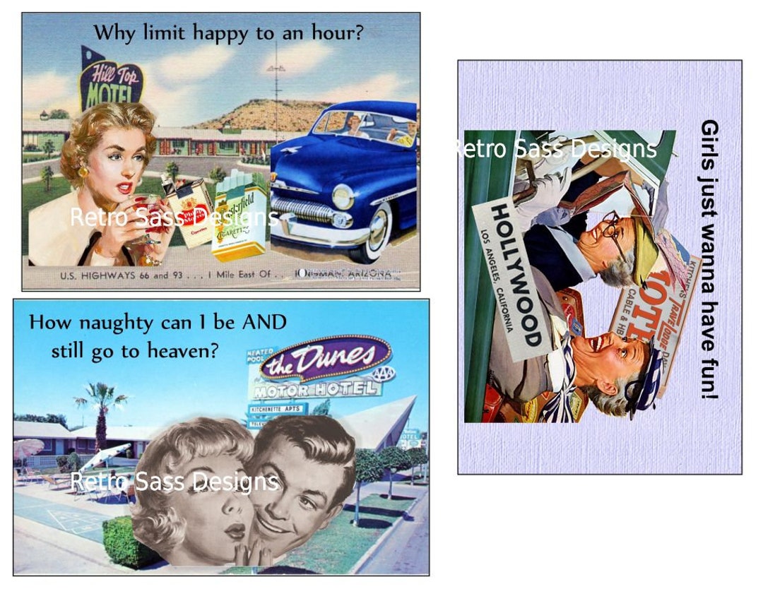 Retro Road Trip Inspired SASSY Notecards 50's Style 4x6 Set of THREE ...
