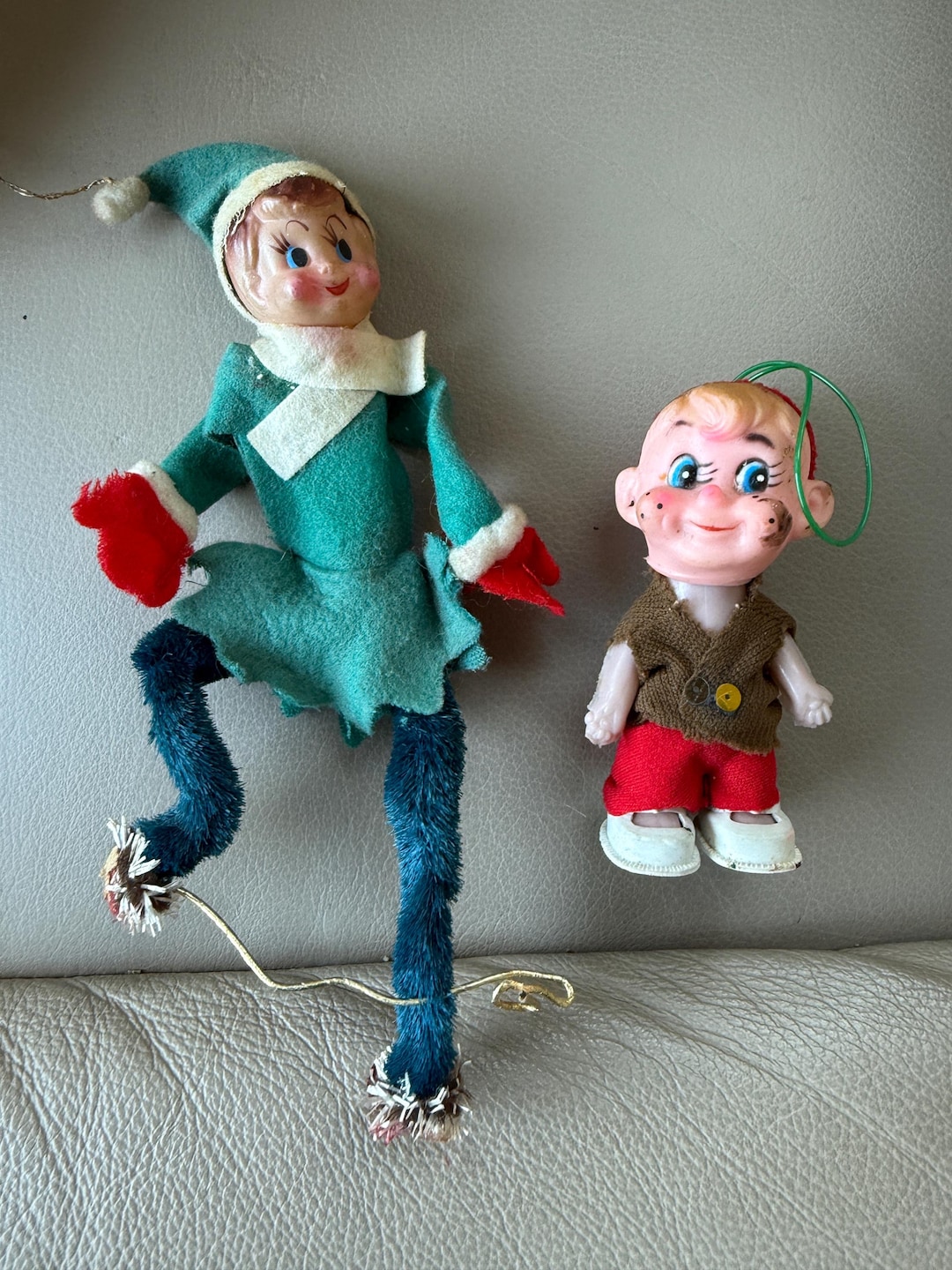 Christmas Elf and Small Plastic Elf Made in Taiwan 1960's - Etsy