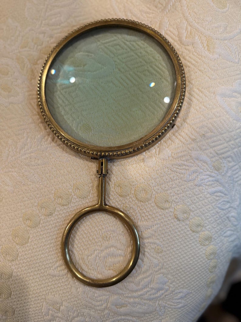 Vintage Magnifying Quizzing Glass Brass Beaded Edge 10-1/2"l - Etsy ...