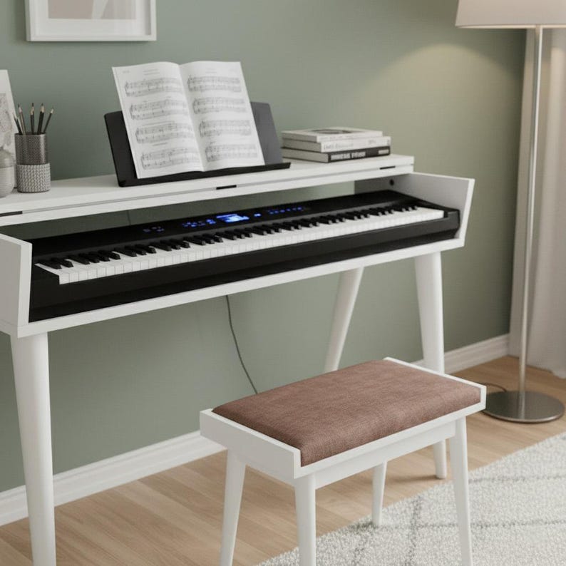 Handmade Wood Keyboard Table, Kids Piano Keyboard Table, Modern Piano ...
