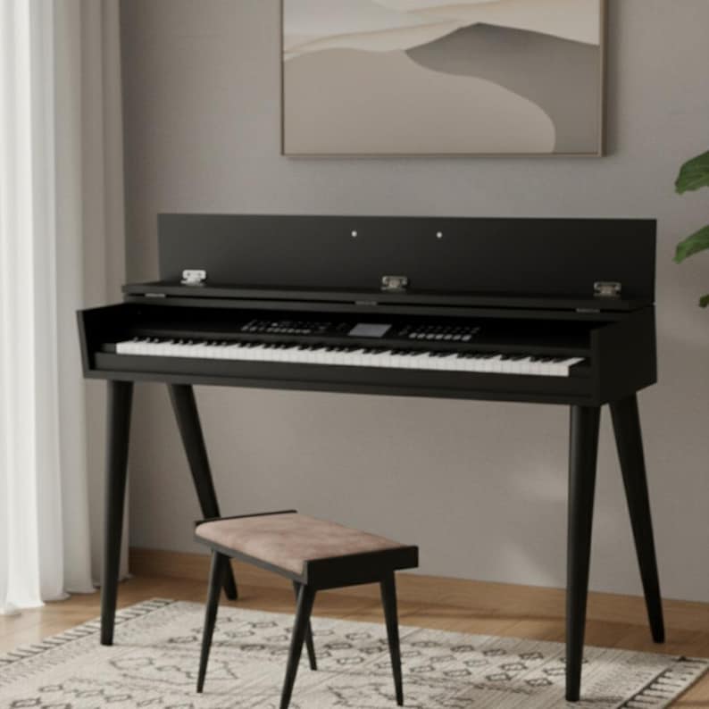 Handmade Wood Keyboard Table, Kids Piano Keyboard Table, Modern Piano ...