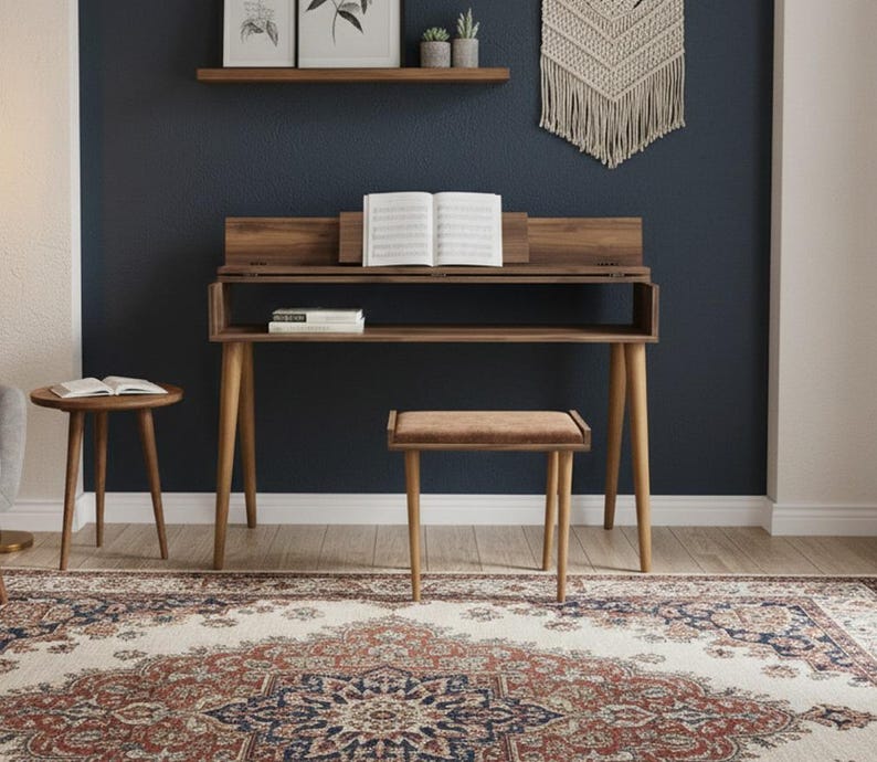 Handmade Wood Keyboard Table, Kids Piano Keyboard Table, Modern Piano ...