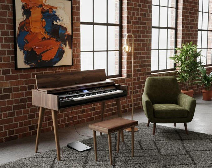 Rustic Digital Piano Stand, Piano Keyboard Stand, Mid Century Modern ...
