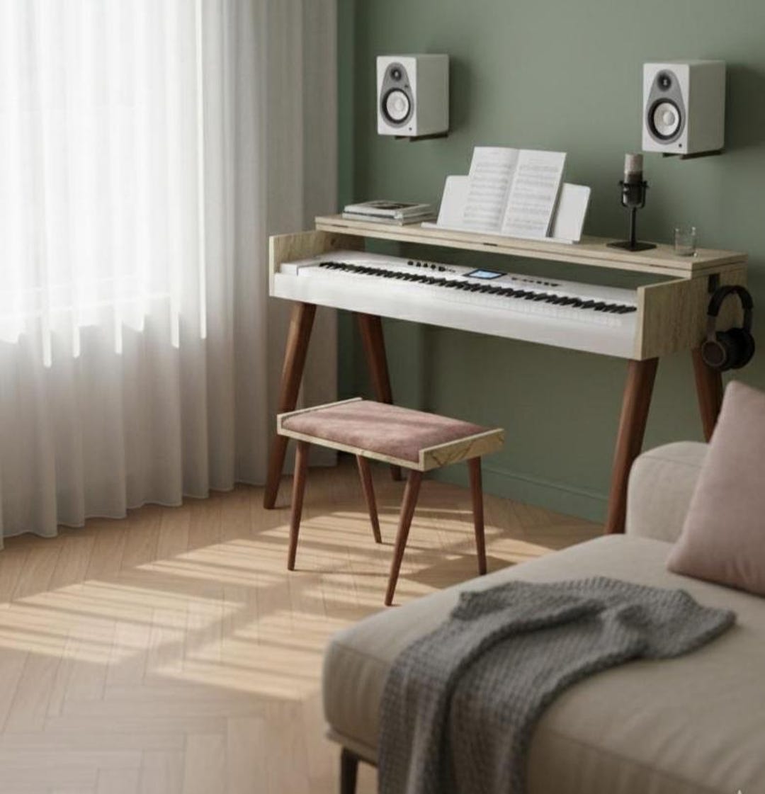 Handmade Wood Keyboard Table, Kids Piano Keyboard Table, Modern Piano ...
