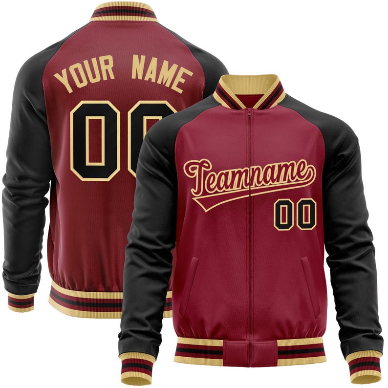Color Block Jacket Custom Embroidered Contrast Sleeve Personalized Coat ...