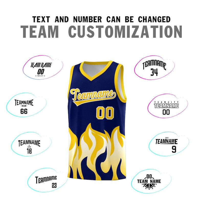 KXK Custom Basketball Jersey Flames Fire Design Personalized Printed ...
