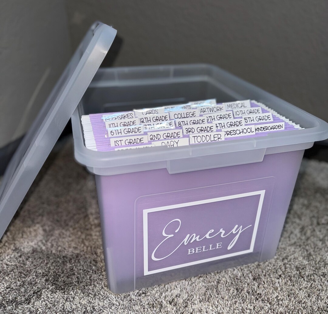 Milestone Memory Box Organization File Folders With Name Monogram - Etsy