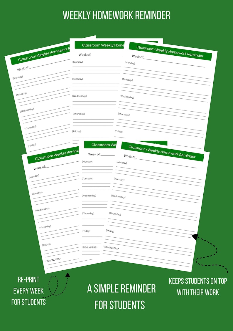 Homework Tracker Printable, Student Planner Template, Homeschool ...