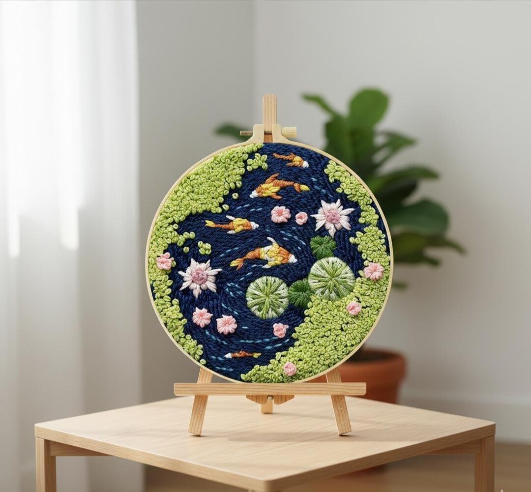 Watercolor Pond DIY Embroidery Thread Art Kit - Etsy