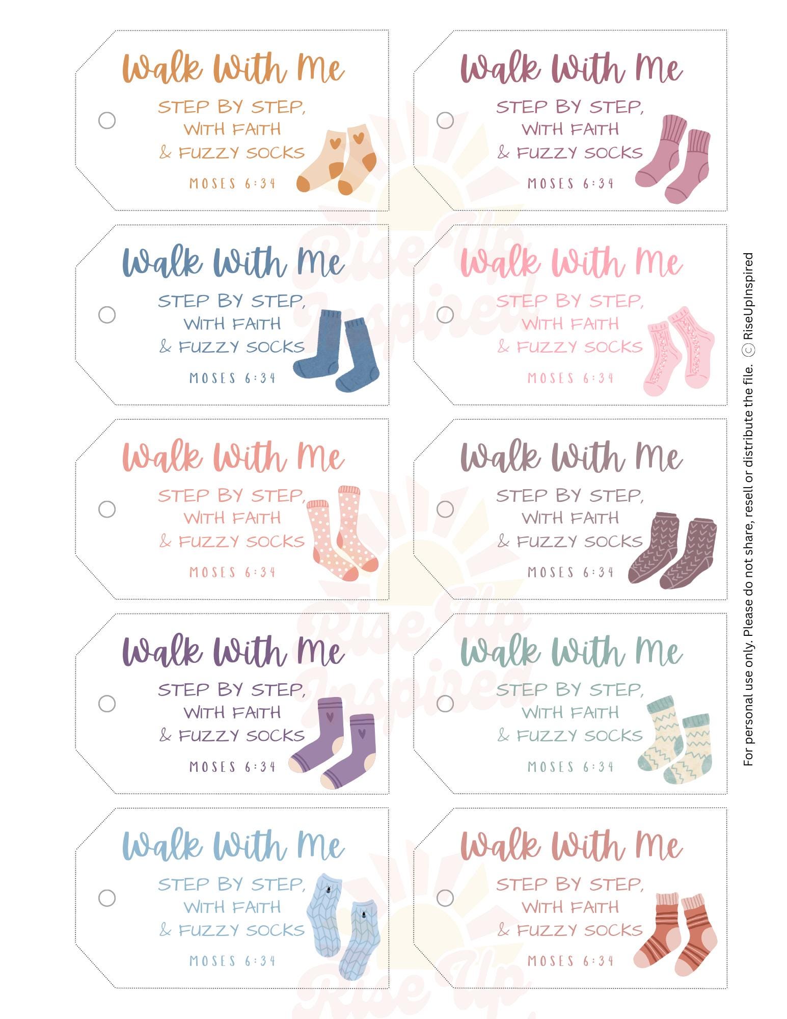 Walk With Me Sock Tag ~ 2026 Youth Theme Gift ~ Printable ~ Young Women ...