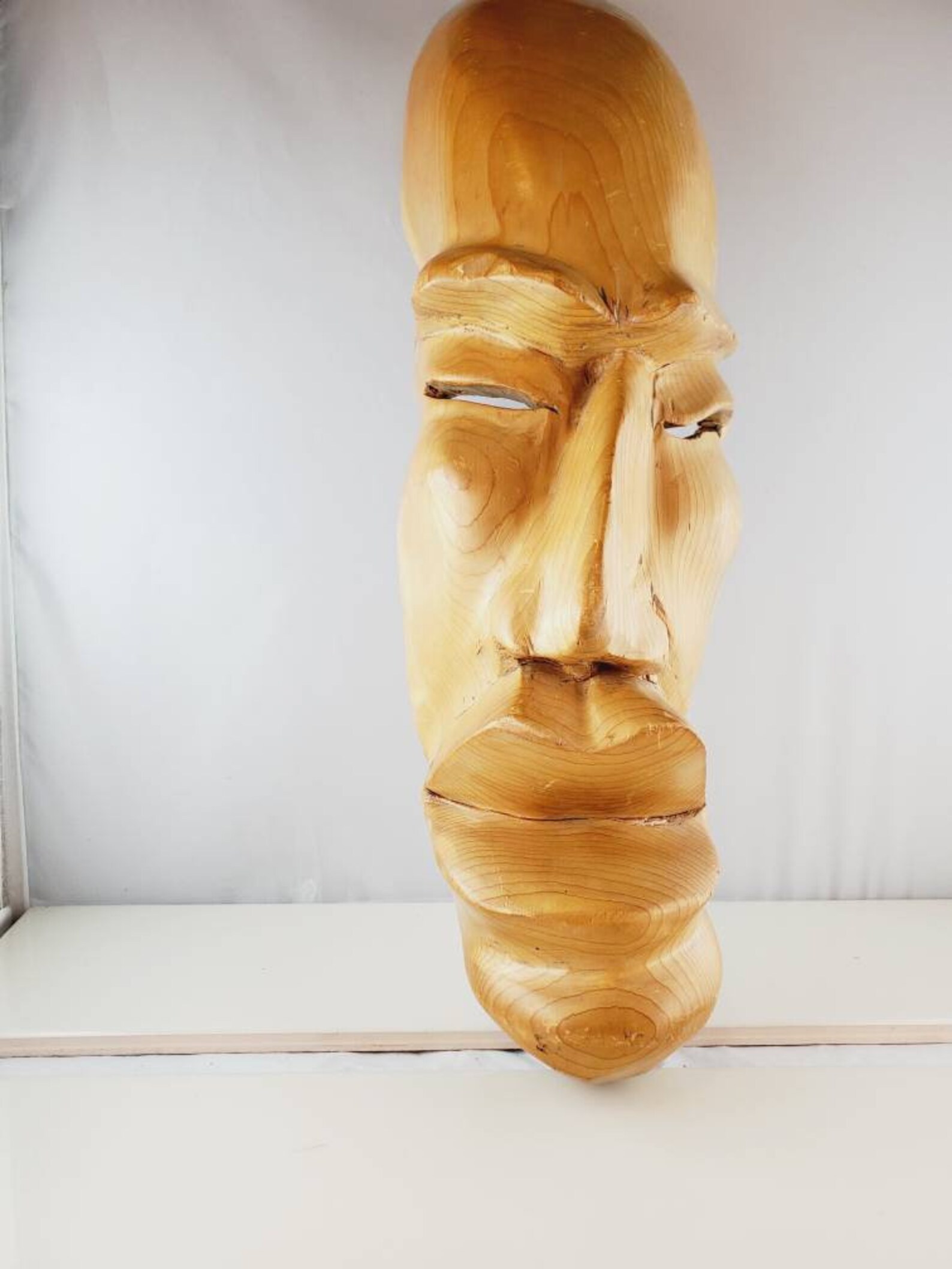 Carved Wood Face Folk Art Wood Mask Wood Face Mask Wooden Face | Etsy