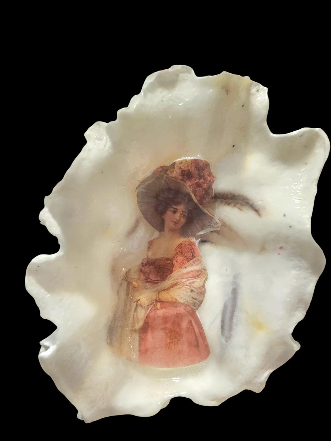 Victorian Woman Shell Art: Handmade Coastal Table Decor - Etsy