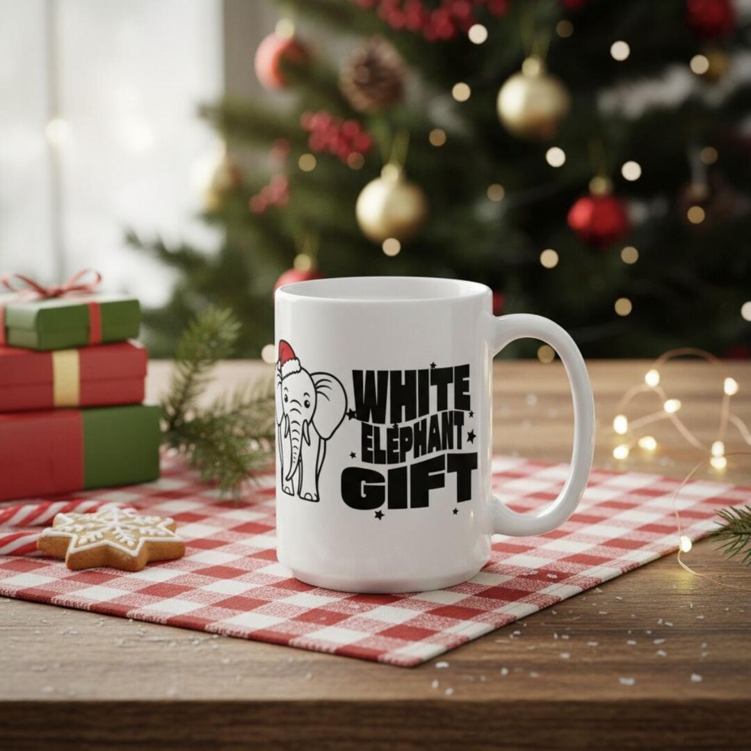 White Elephant Gift Mug - Cheesy - Gag - Associate - Funny - Holiday ...