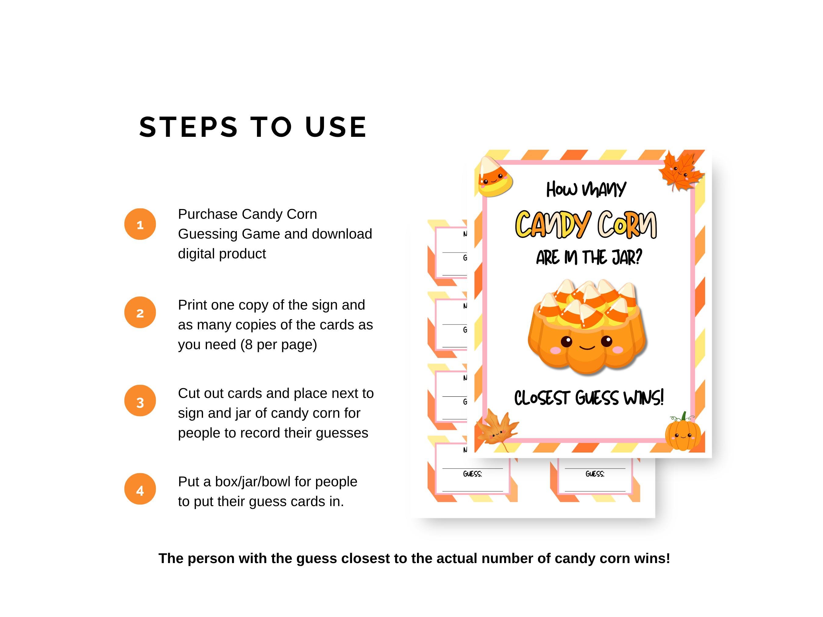 Candy Corn Jar Guessing Game: Printable Halloween, Fall Party (digital ...
