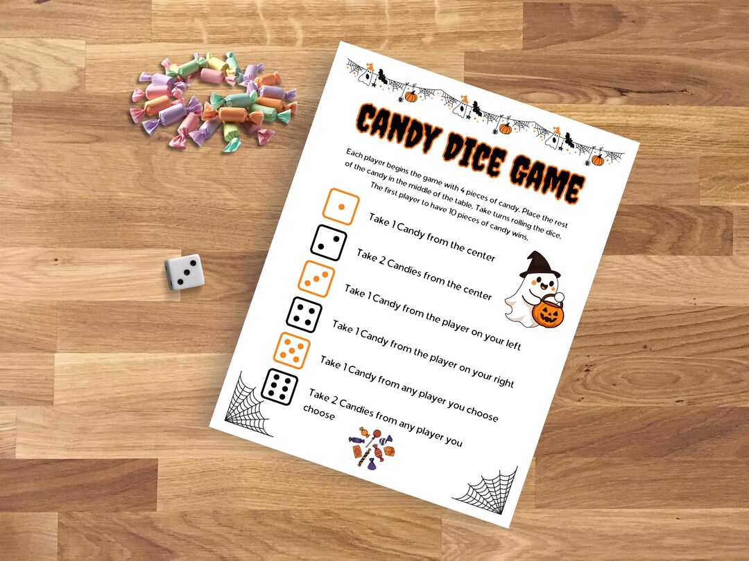 Halloween Candy Dice Game, Printable Game for Halloween and Fall ...