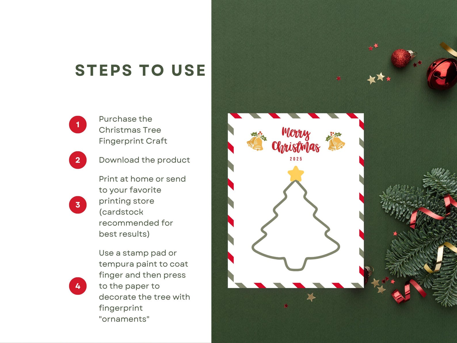 Christmas Tree Printable Fingerprint Craft, Toddler Keepsake Christmas ...