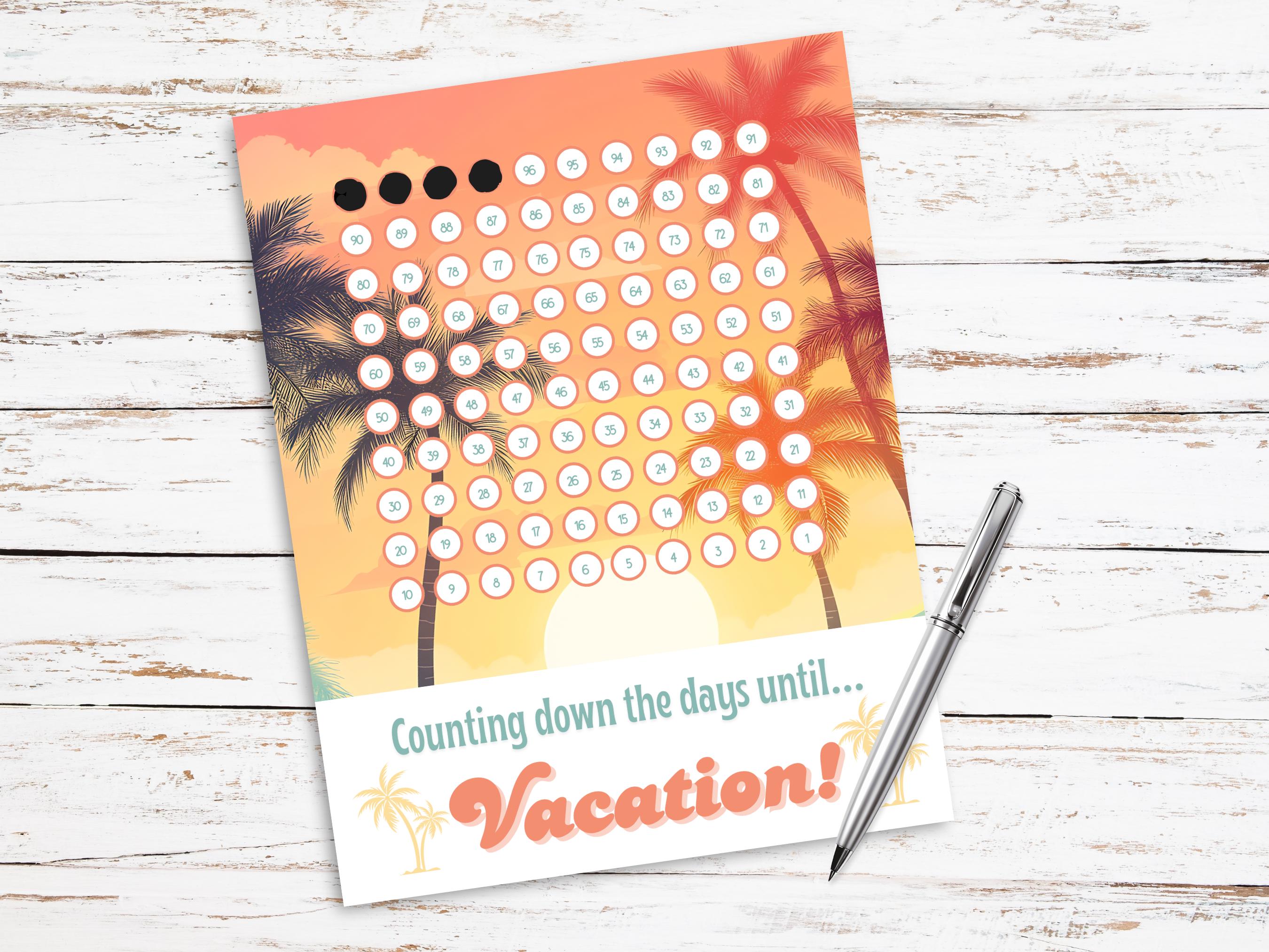 Printable Beach Vacation Countdown, Counting Down the Days Until ...