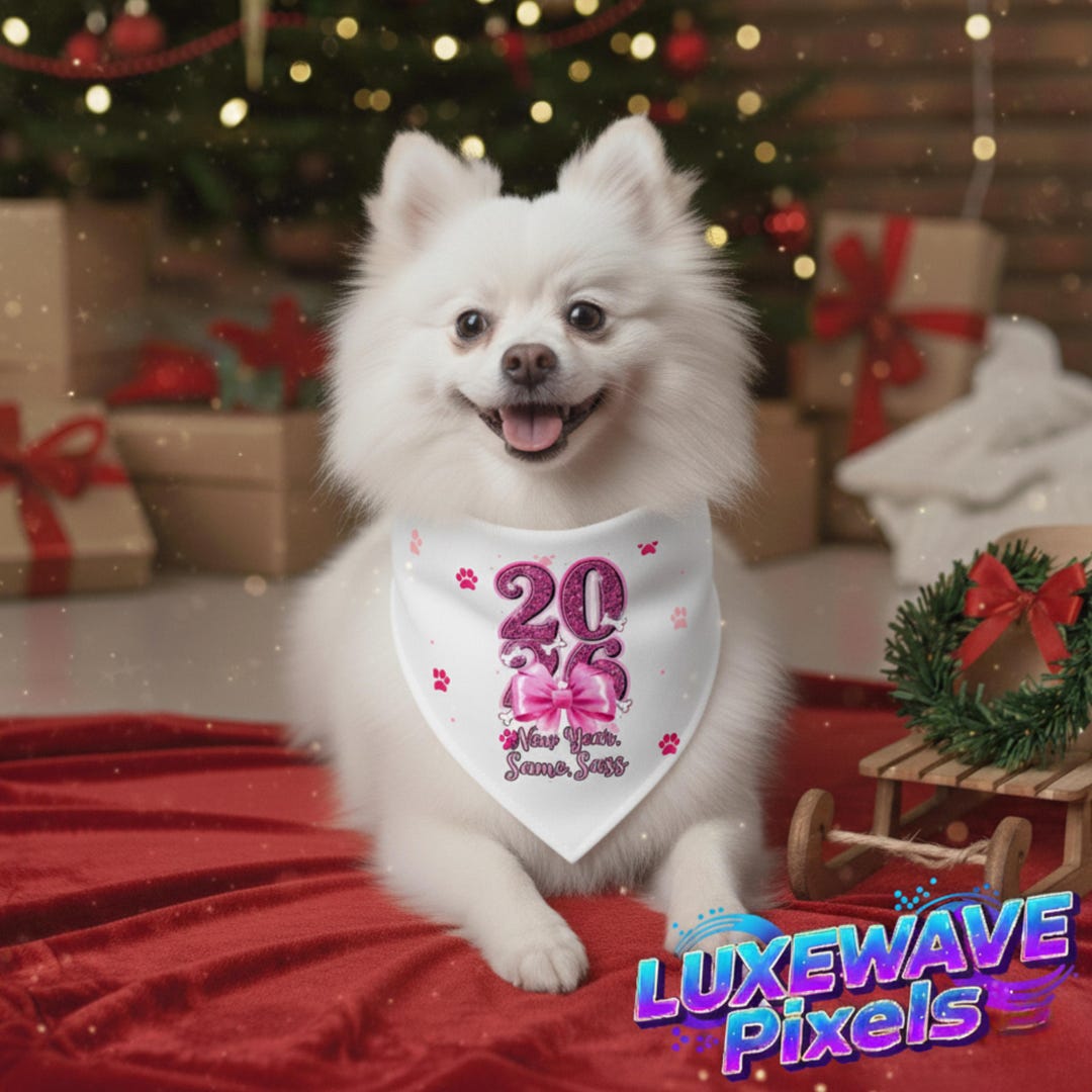 New Year Same Sass 2026 Dog Shirt for Dog, Design PNG, Pink Bow Dog ...