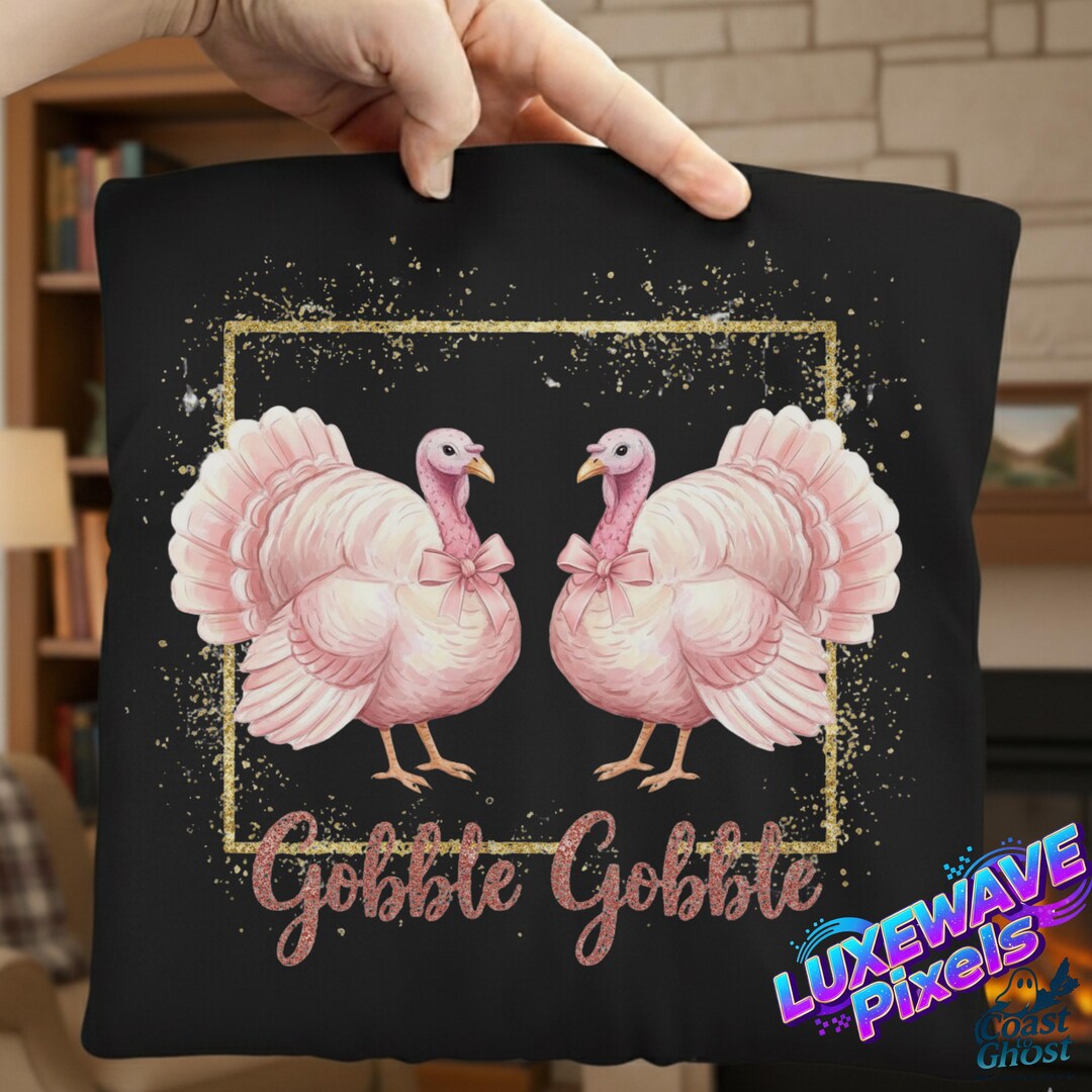 Pastel Pink Turkey PNG: Thanksgiving Faux Gold Design (digital Download ...