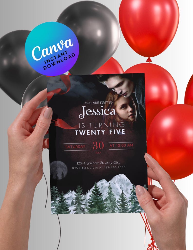 Twilight Editable Birthday Invitation - Template Printable Party ...