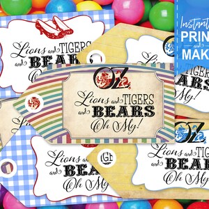 Wizard of Oz Gift Tags INSTANT DOWNLOAD Printable Birthday - Etsy Australia