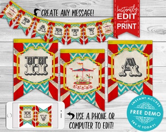 Vintage Circus Banner Printable Instant Download Files - Etsy
