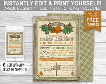 Camp Out Invitation | Etsy