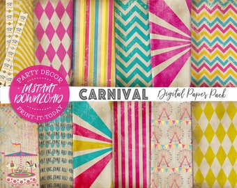Vintage Carnival Paper Pack 12 Digital Sheets INSTANT | Etsy