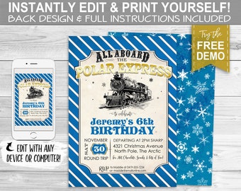 Polar Express Birthday Invitation INSTANT DOWNLOAD | Etsy