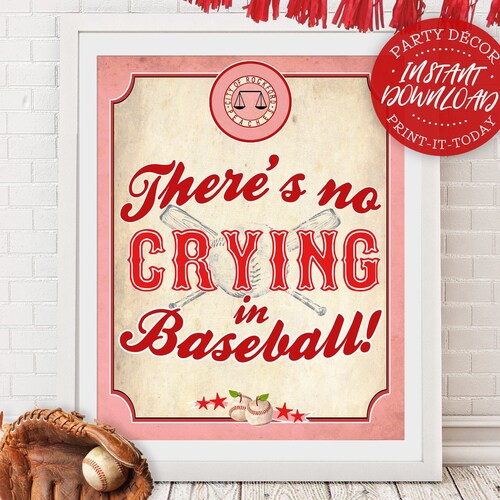No Crying in Baseball Poster INSTANT DOWNLOAD Printable - Etsy