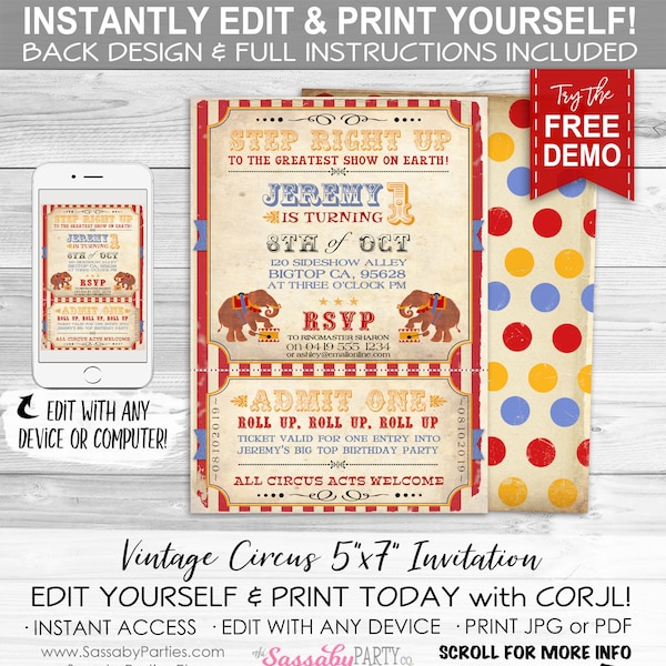 Circus Invitation - Etsy