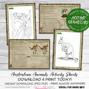 Australian Animals Activity & Coloring Sheets/placemats - INSTANT ...