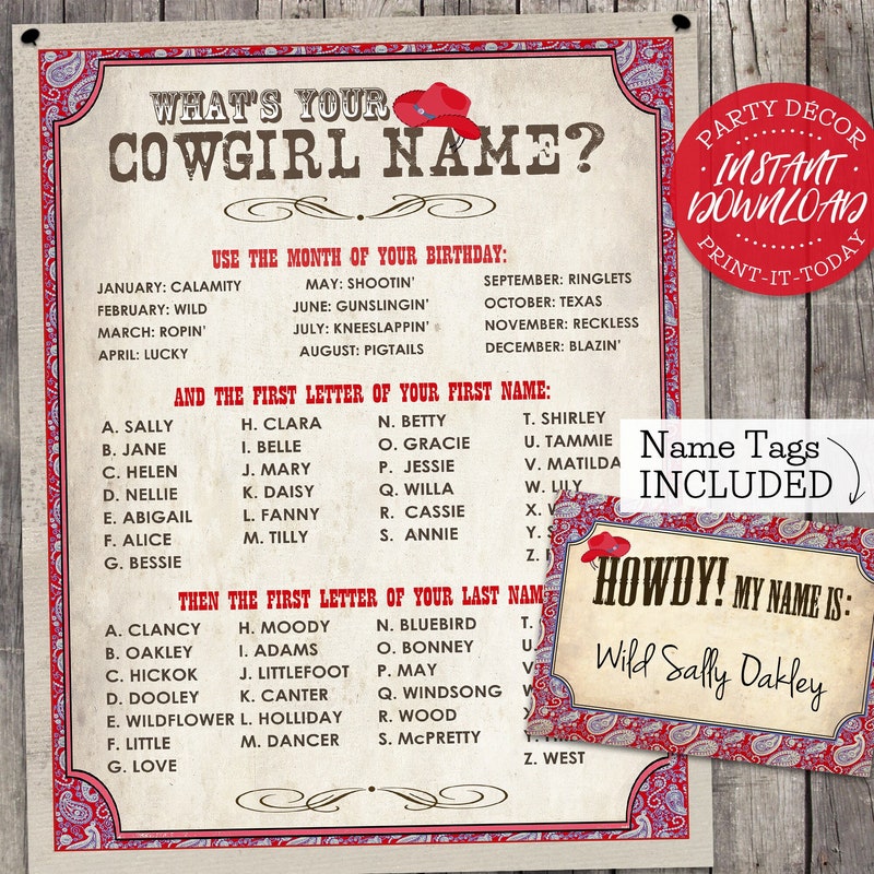 Cowboy Name Download Game - Etsy