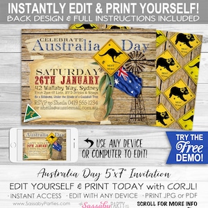 Australia Day Outback Invitation - INSTANT DOWNLOAD - Family BBQ Party ...