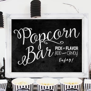 Popcorn Bar Chalk Sign - INSTANT DOWNLOAD - Printable Birthday, Wedding ...