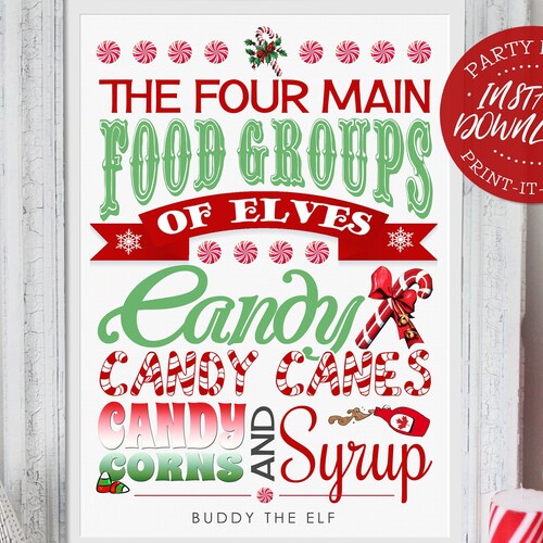 Buddy Elf Christmas Poster INSTANT DOWNLOAD Four Food | Etsy