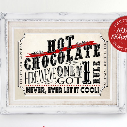 Polar Express Hot Chocolate Drink Labels Red INSTANT - Etsy