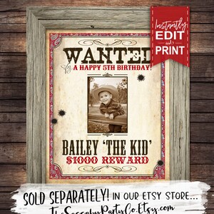 Cowboy WANTED Photo Poster - INSTANT DOWNLOAD - Partially Editable ...