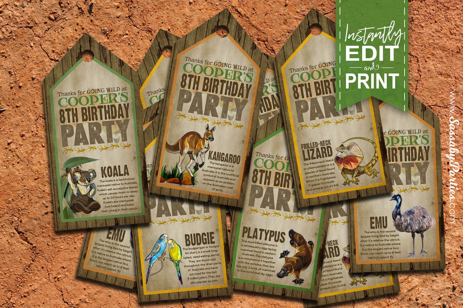 Australian Animals Gift Tags Thank You INSTANT DOWNLOAD - Etsy