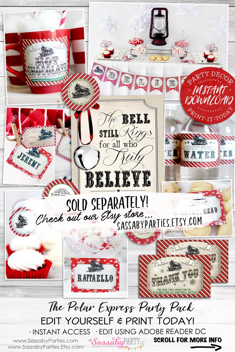 Polar Express Party Signs - INSTANT DOWNLOAD - Printable Posters, Train ...