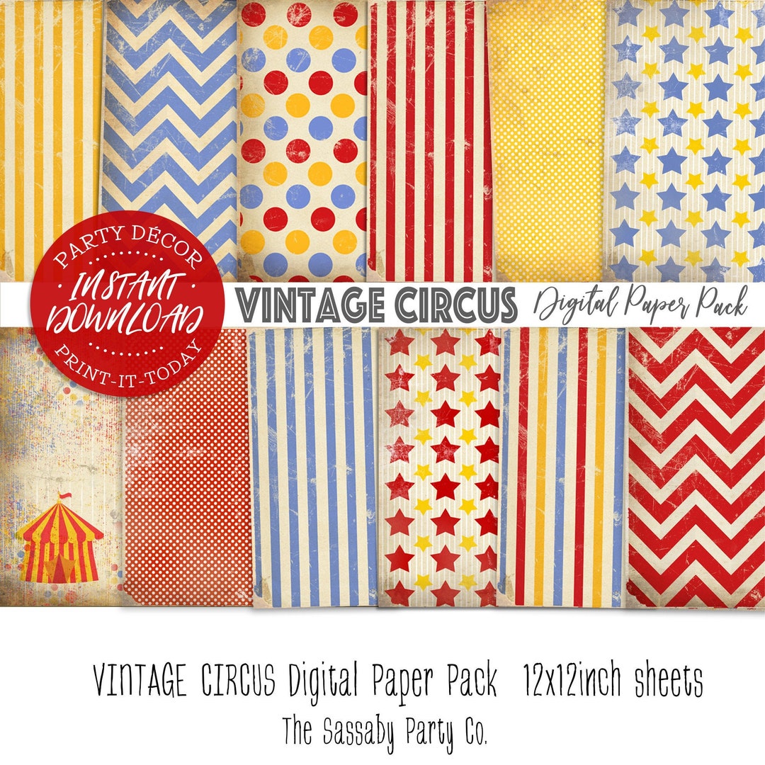 Vintage Circus Digital Paper Pack - INSTANT DOWNLOAD - Scrapbooking ...