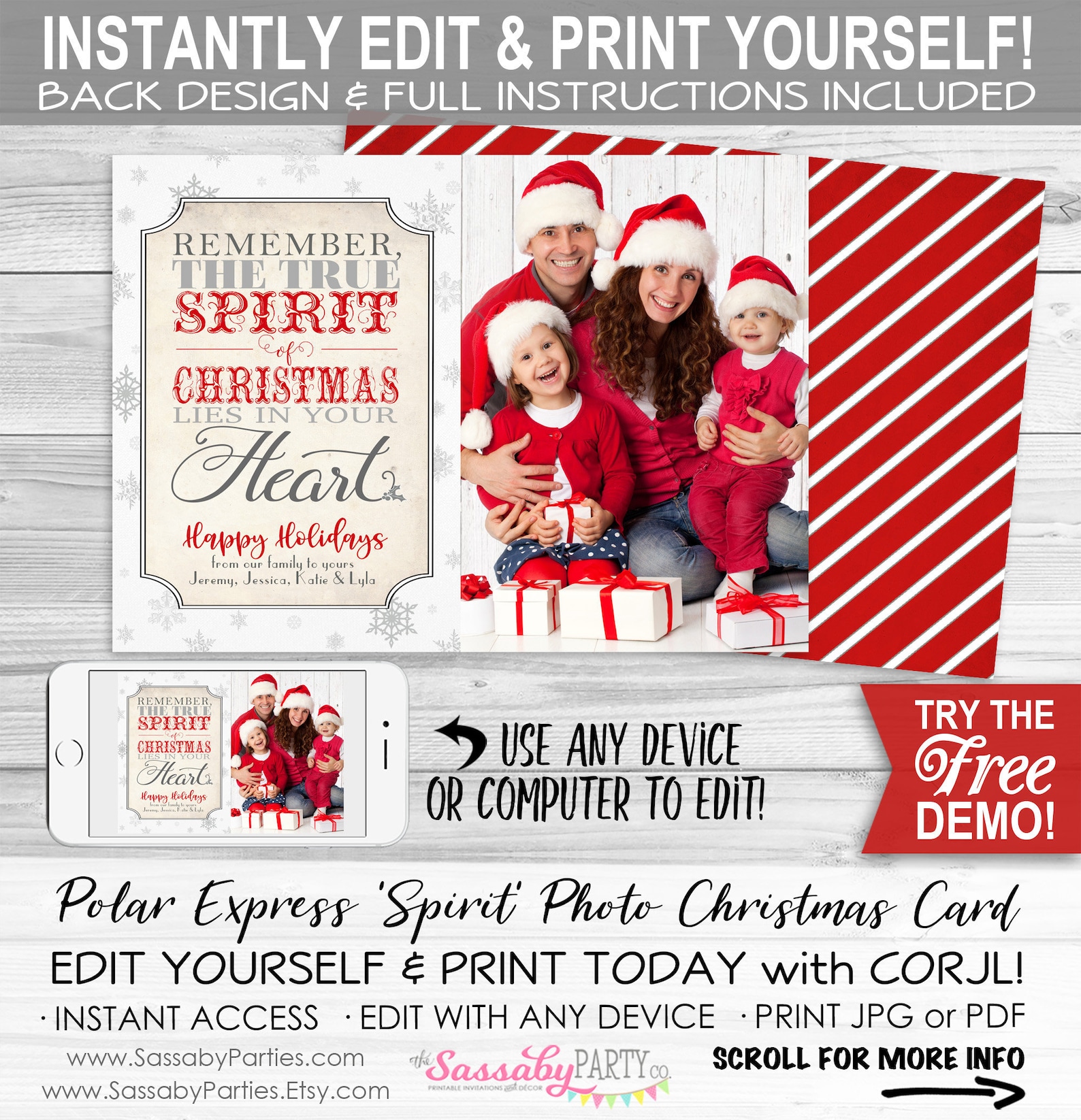 Polar Express Christmas Card INSTANT DOWNLOAD Edit & | Etsy