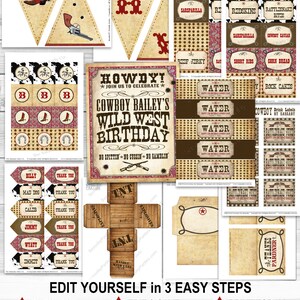 Wild West Cowboy Party Pack - INSTANT DOWNLOAD - Editable & Printable ...